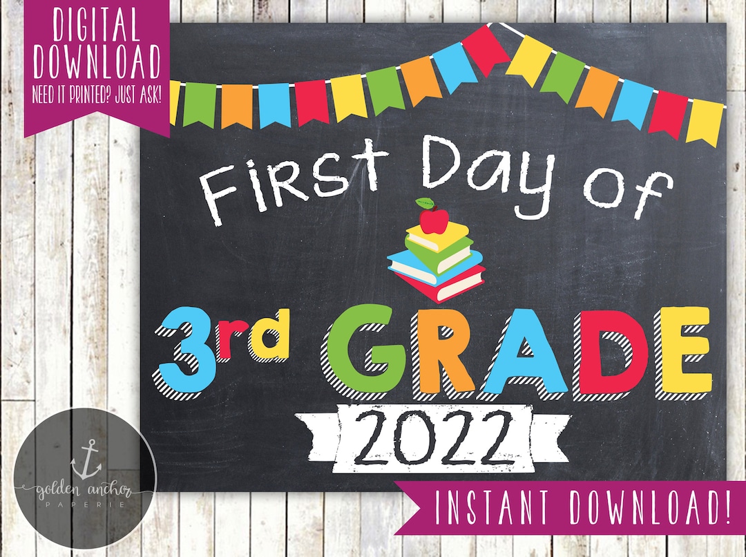 First Day of 3rd Grade Sign - 1st Day of School Sign - First Day of ...