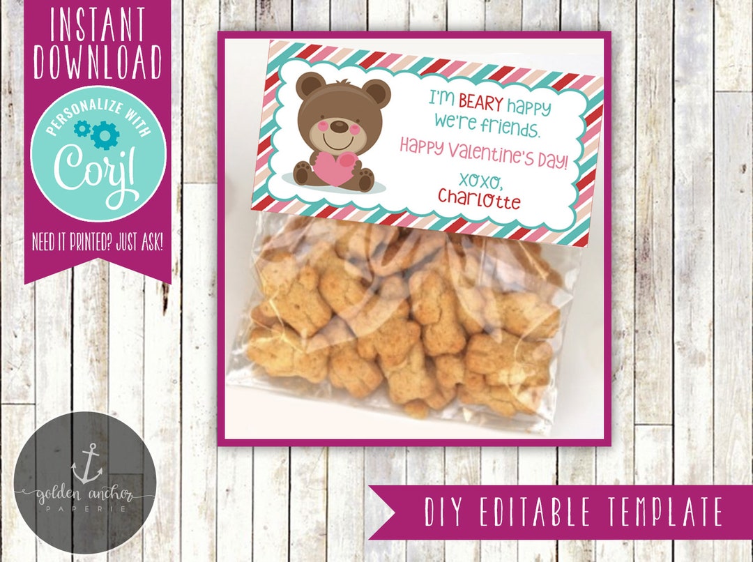 Bear, Teddy Bear, Bear Happy We're Friends Valentine's Day Bag Topper ...