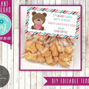 Bear, Teddy Bear, Bear Happy We're Friends Valentine's Day Bag Topper ...
