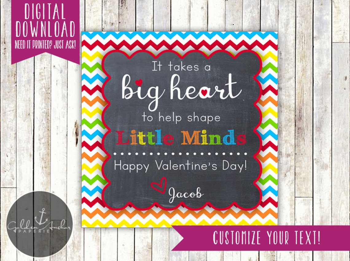 It Takes A Big Heart to Shape Little Minds - Teacher Gift Tag - Teacher ...