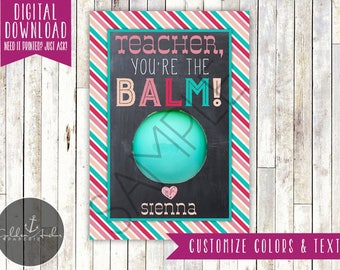 EDITABLE Lip Balm Tags, End of School Year Teacher Gift INSTANT ...