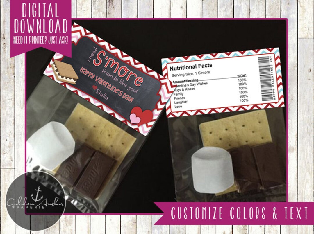 S'more, Smores, S'more Friends Like You Valentine's Day Bag Topper ...