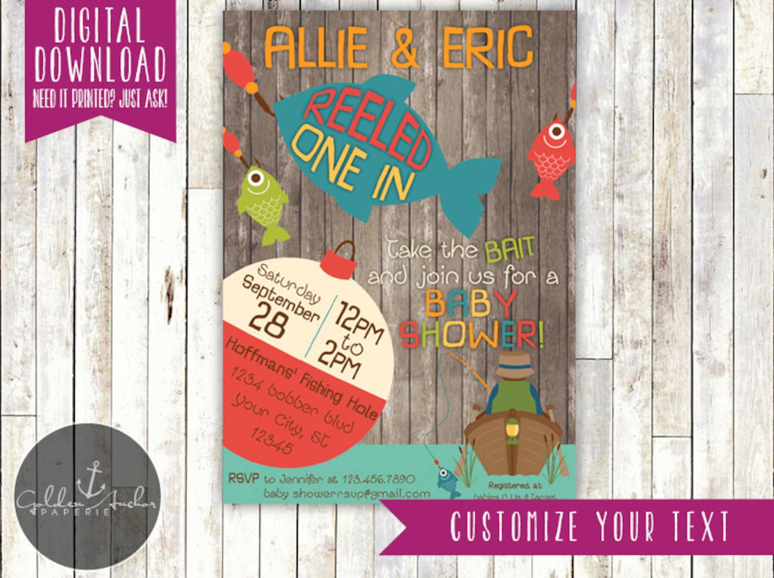 Fishing Baby Shower Invitation Fisherman Invite Printable | Etsy