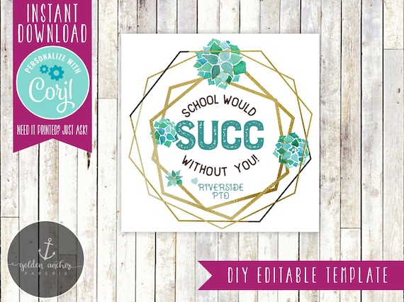 Teacher Gift Tag - School Would SUCC Without You, Teacher Appreciation ...