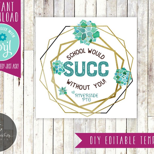 Teacher Appreciation Succulent Printable - Etsy