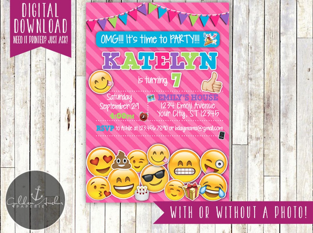 Emoji Birthday Invitation, Emoji, Emoji Invitation, Emoji Birthday ...