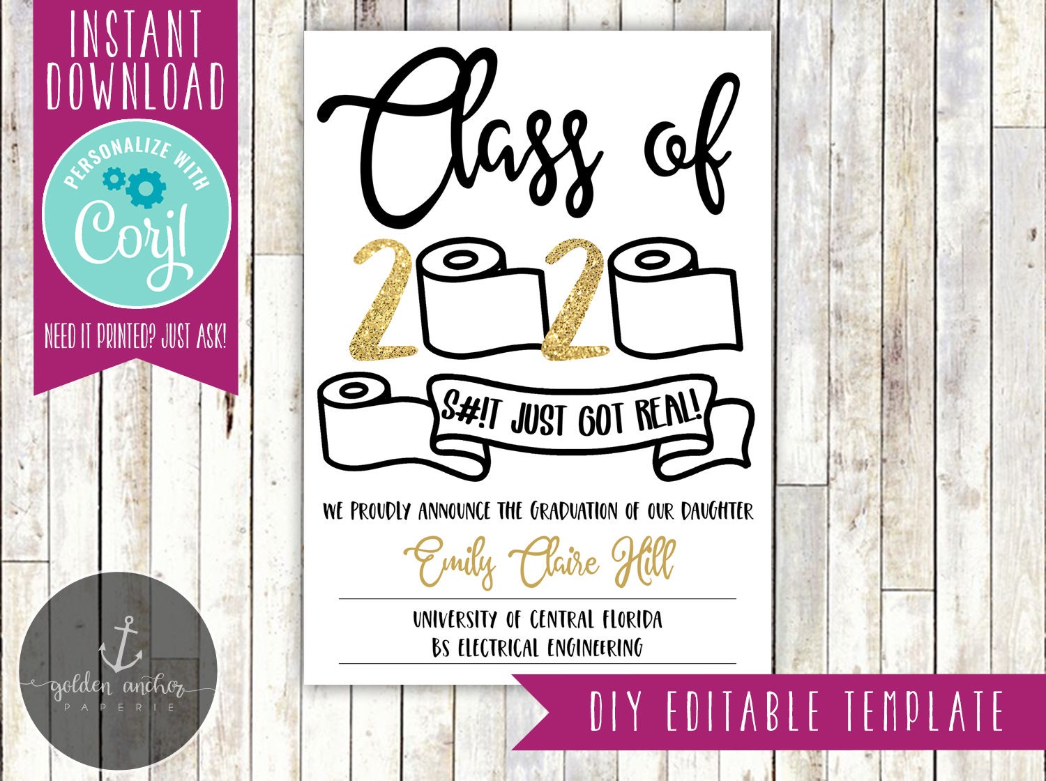 Class of 2020 Graduation Announcement, Toilet Paper, Funny Graduation ...