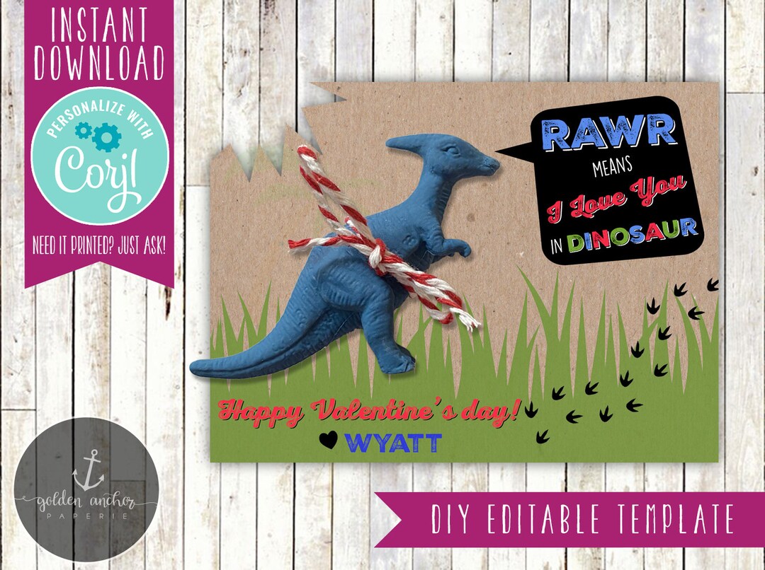 Dinosaur Valentine Gift Tags Dinosaur Holder Dino Valentines - Etsy
