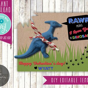 Dinosaur Valentine Gift Tags, Dinosaur Holder, Dino Valentines Card ...