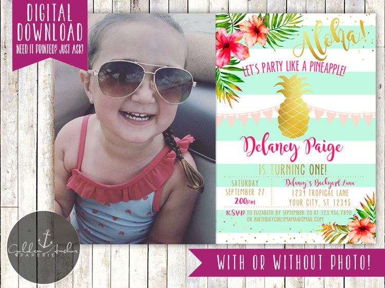 Pineapple Birthday Invitation, Pineapple Party, Summer Birthday, Luau ...
