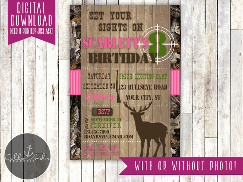 Hunting Birthday Party Invitation Deer Invite Printable DIY - Etsy