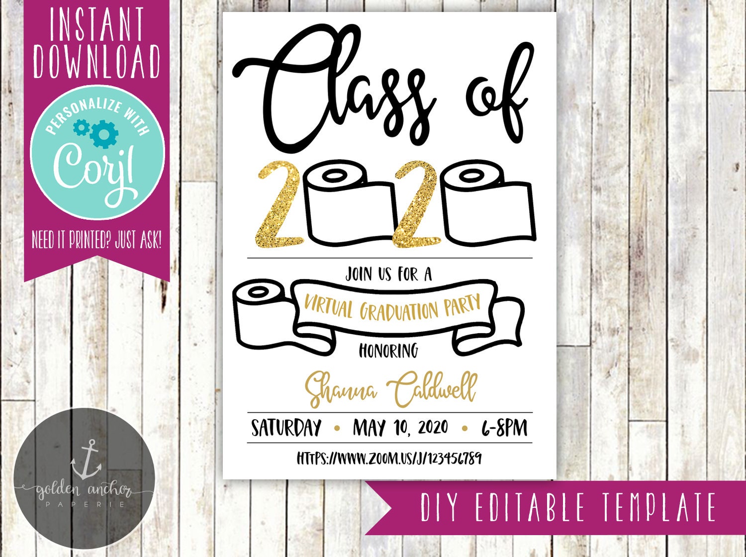 Class of 2020 VIRTUAL Graduation Party Invitation Toilet - Etsy