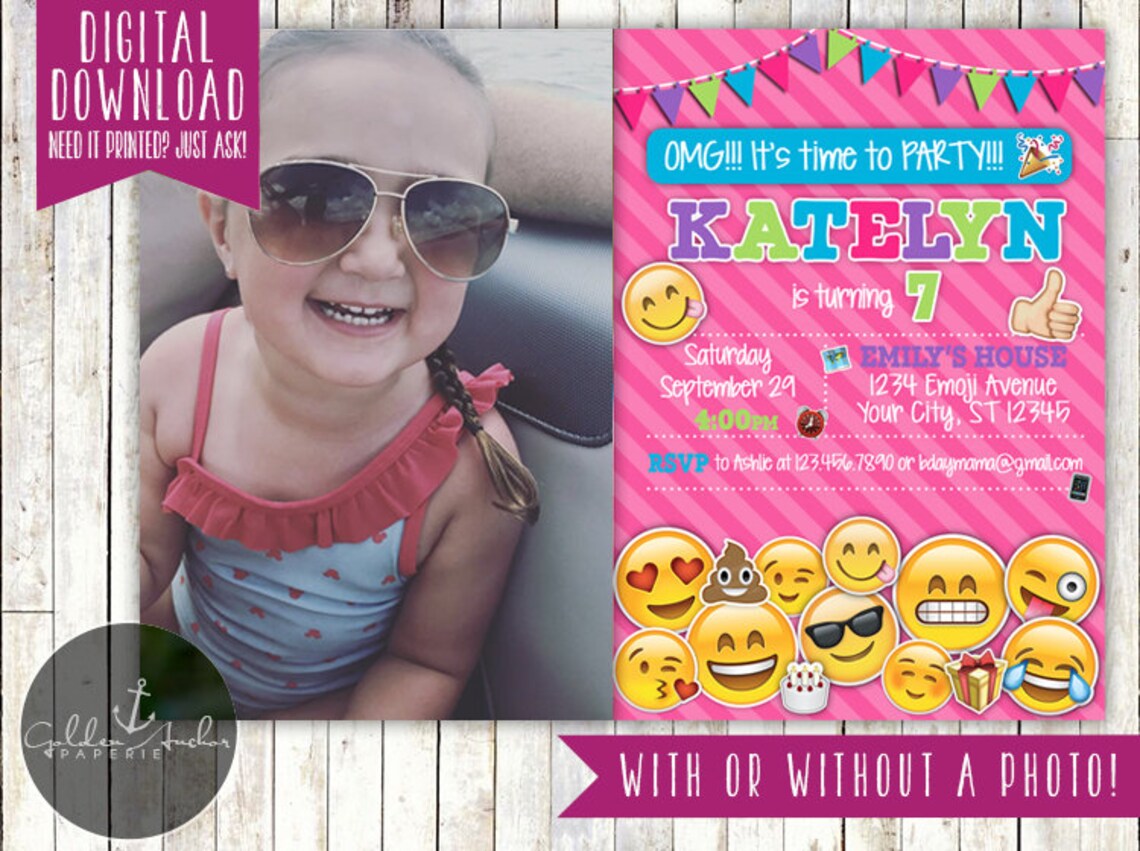 Emoji Birthday Invitation Emoji Emoji Invitation Emoji | Etsy
