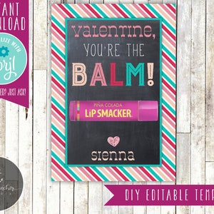 You're the Balm Valentine's Day Gift Tag - Lip Balm Card - Printable ...