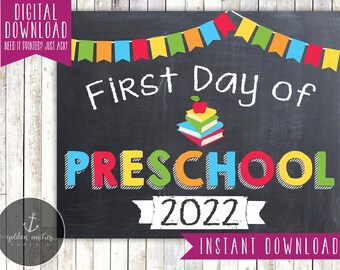 First Day of 3 Year Old Preschool Sign 1st Day of School Sign First Day ...