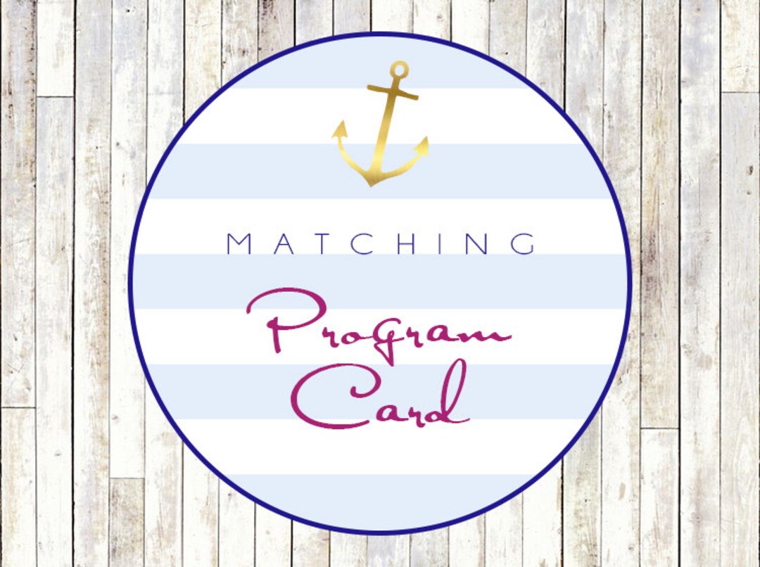 Matching Program Card - Printable DIY - Etsy