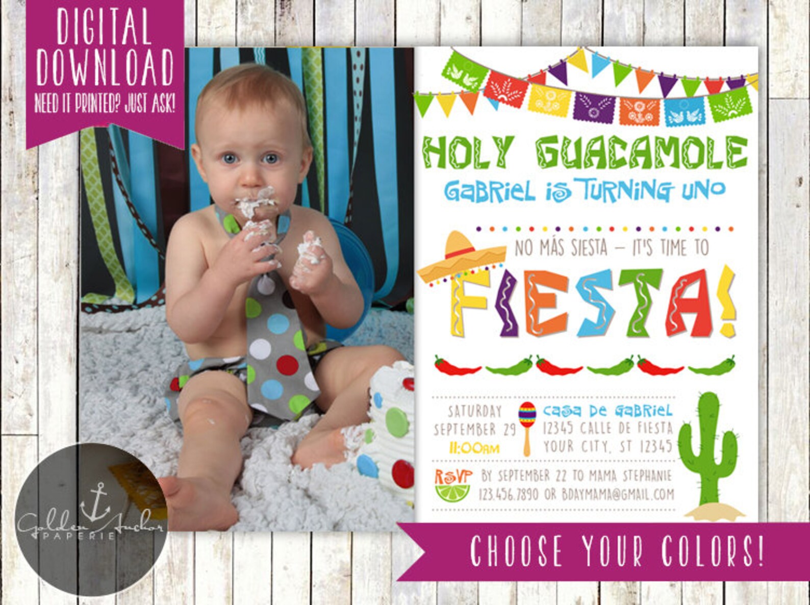 Fiesta Birthday Party Invitation, Fiesta Invite, Photo - Printable DIY ...