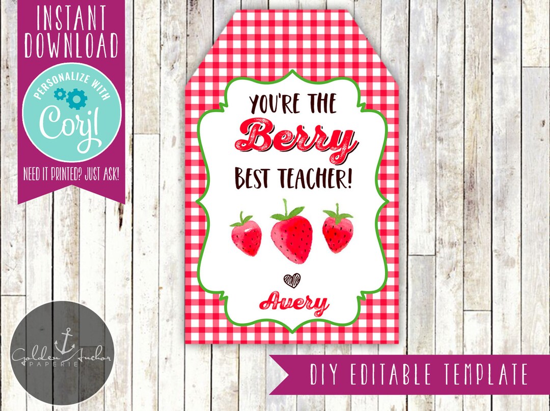 Teacher Gift Tag - Berry Best Teacher Gift Tag, Teacher Appreciation ...