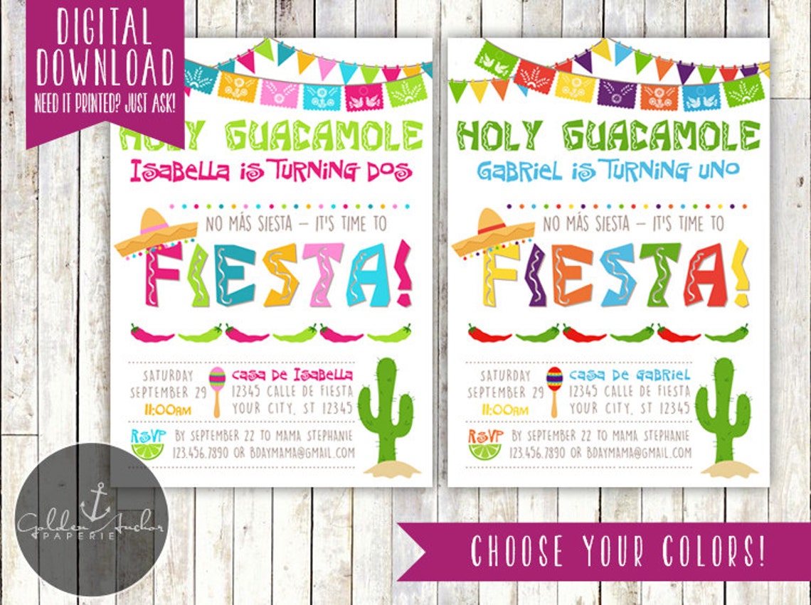 Fiesta Birthday Party Invitation, Fiesta Invite, Photo - Printable DIY ...