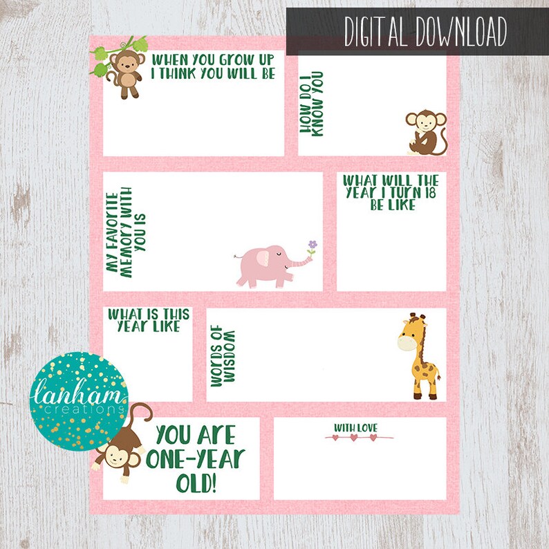 Time Capsule & Message Cards, First Birthday Sign, Jungle Birthday ...