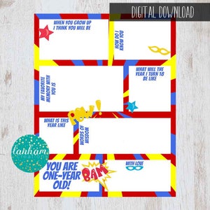 Time Capsule Printable - Superhero Party - First Birthday Time Capsule ...