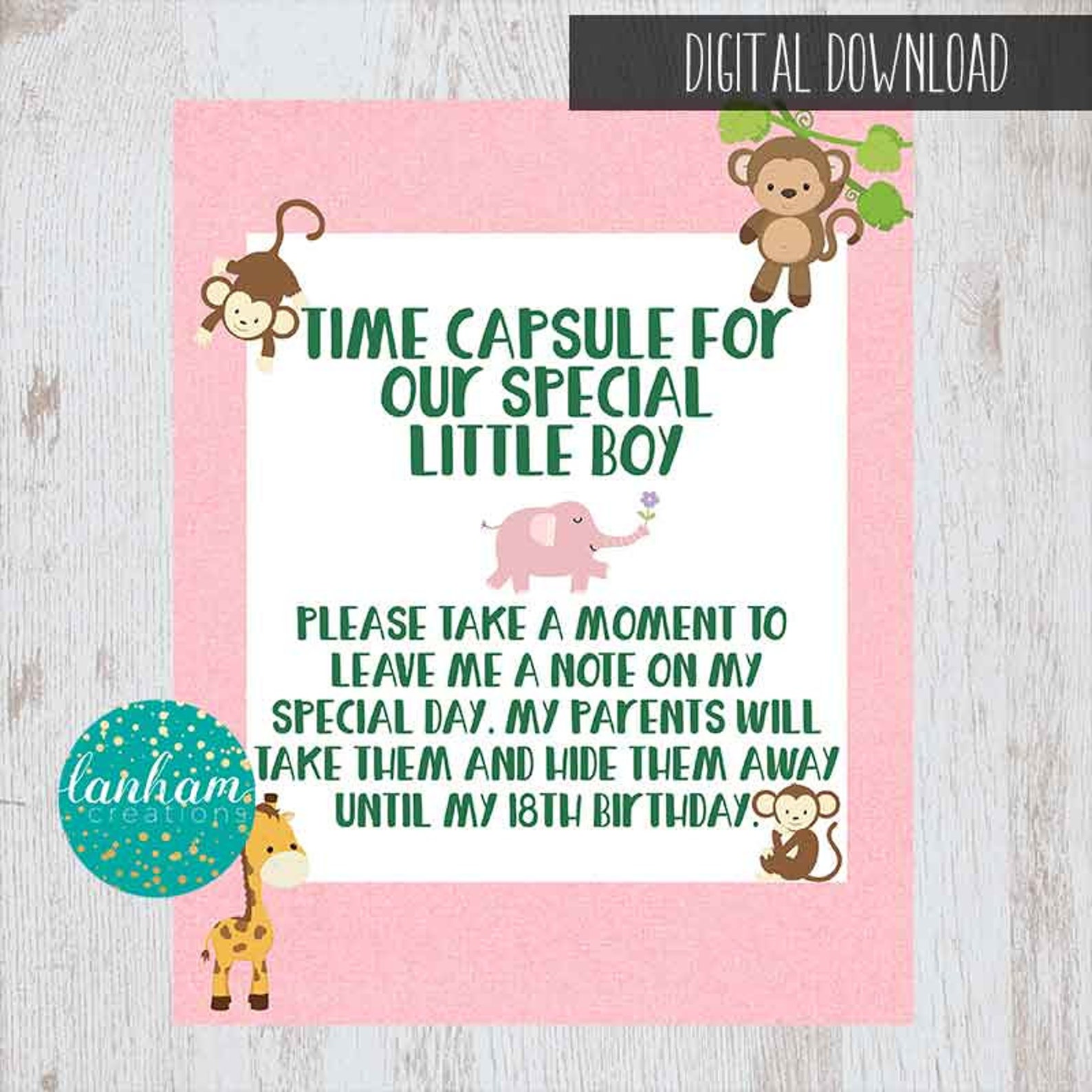 Time Capsule & Message Cards First Birthday Sign Jungle | Etsy