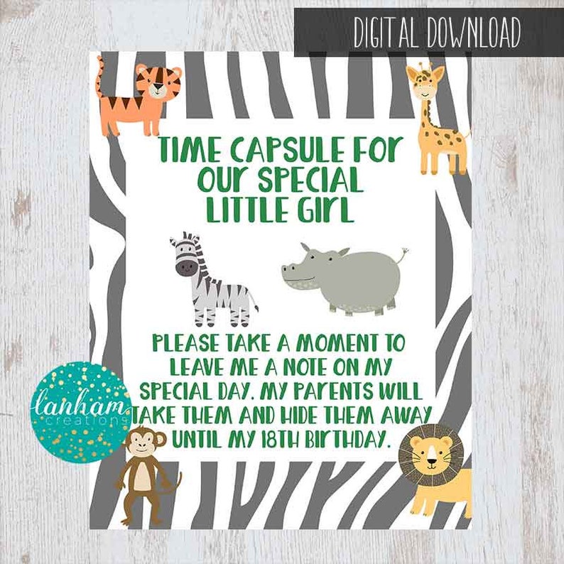 Time Capsule Sign, First Birthday, Safari Birthday, Safari Party ...