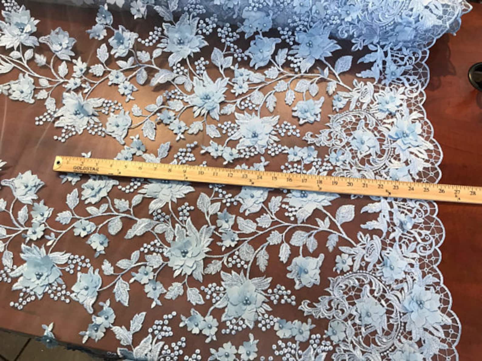 Light Blue Princess 3D Floral Design Embroider With Pearls on - Etsy