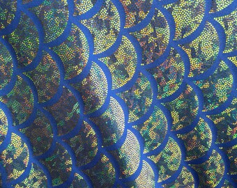 Matt White/pink Hologram Mermaid Fish Scales 2 Way Stretch Lycra 2 Tone ...