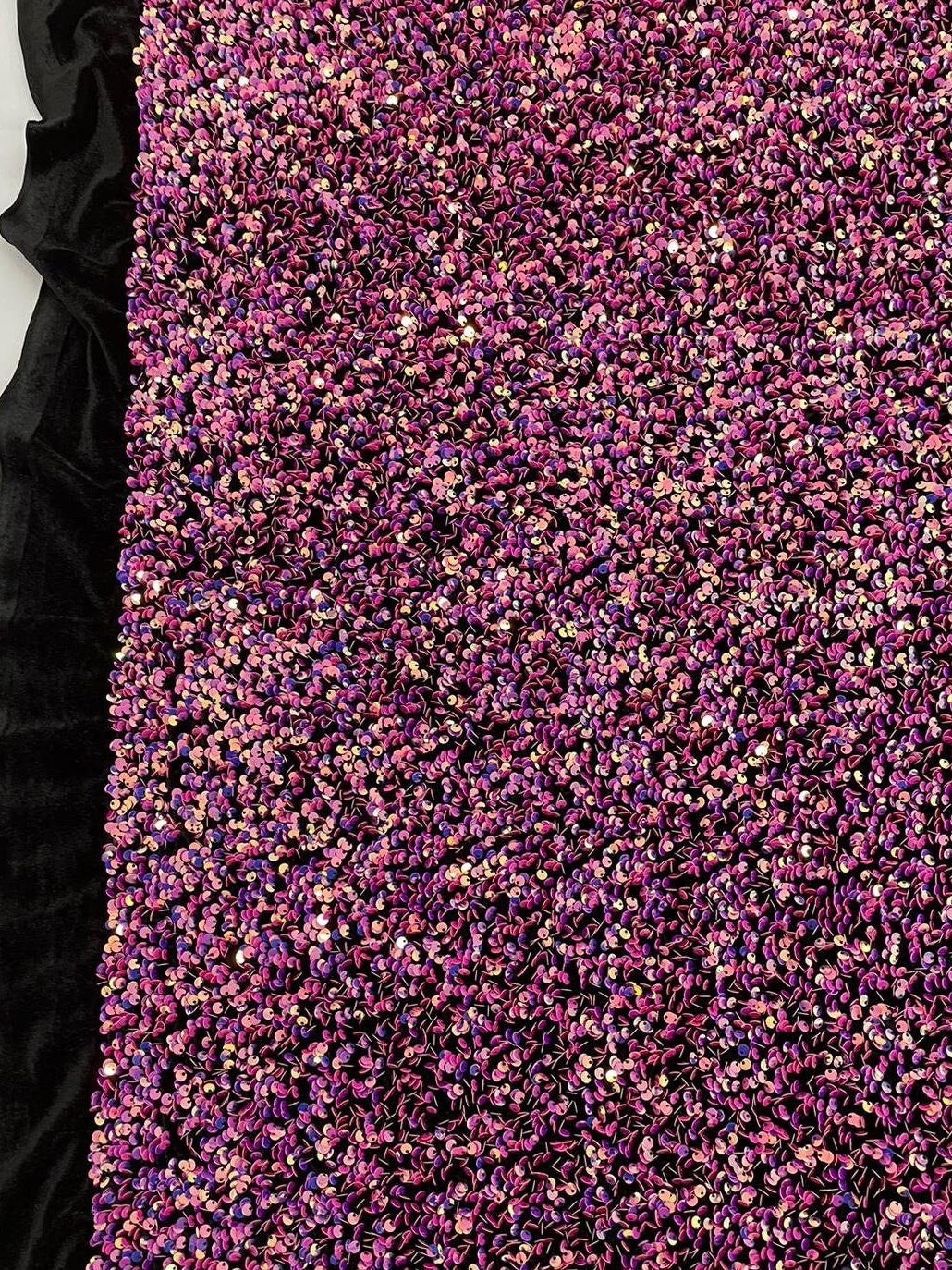 Iridescent 5mm Sequins on 2 Way Stretch Velvet Sold by the Yard Fuchia ...