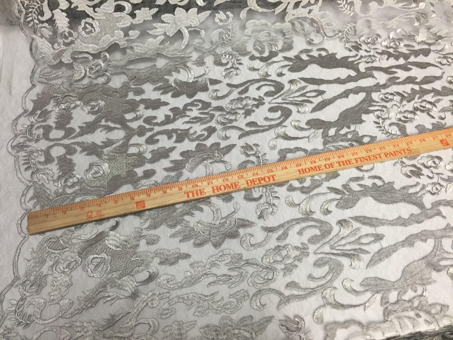 Gray/silver Damask Design Embroider on A 2way Stretch Mesh | Etsy