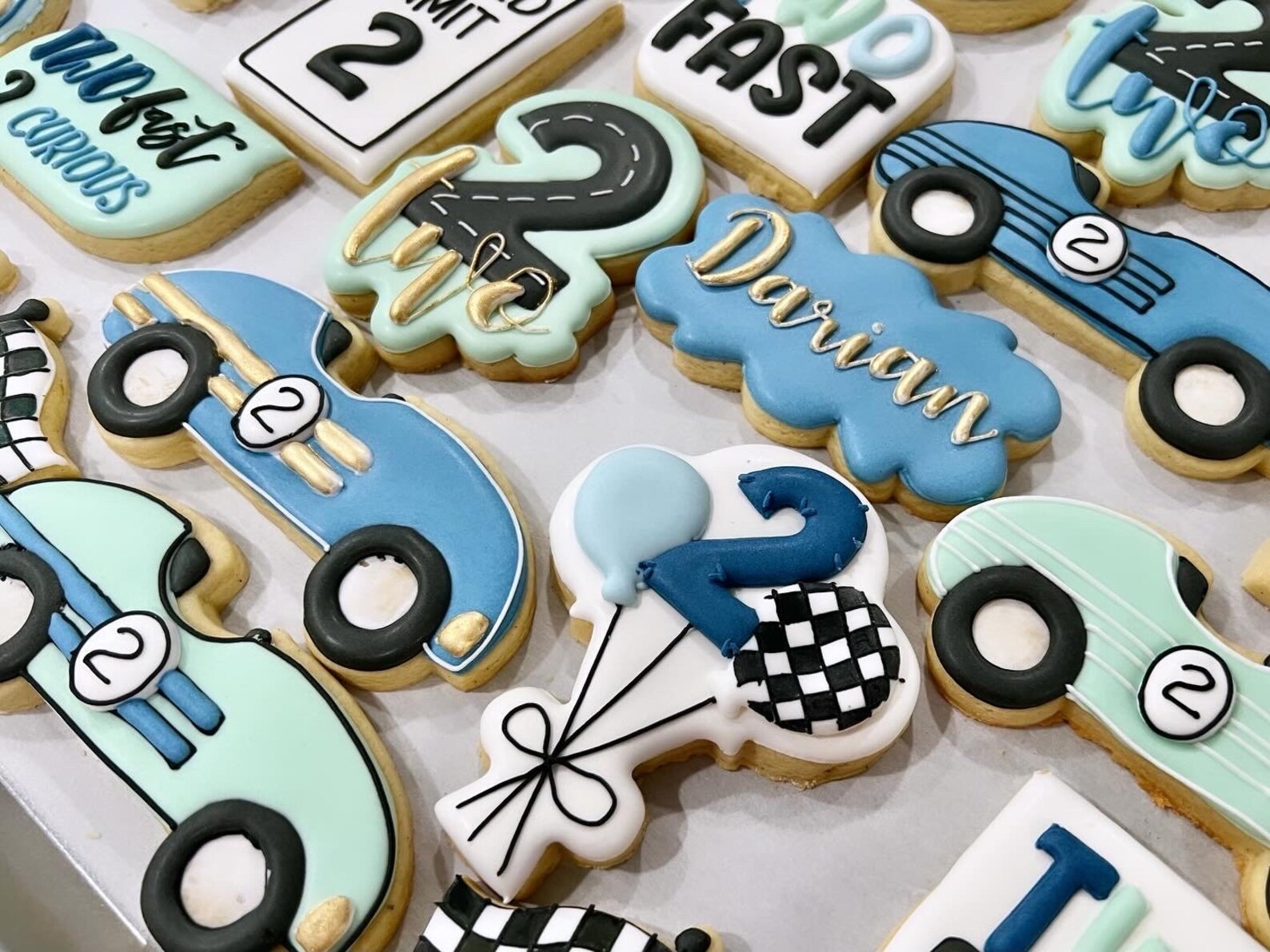 Two Fast Birthday Royal Icing Cookies, Car Racing Party, Car Birthday ...