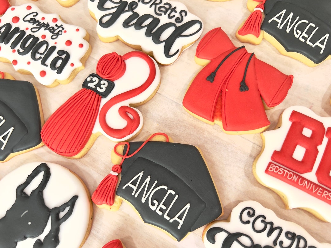 Graduation Party Cookies, Grad Royal Icing Decorated Cookies ...
