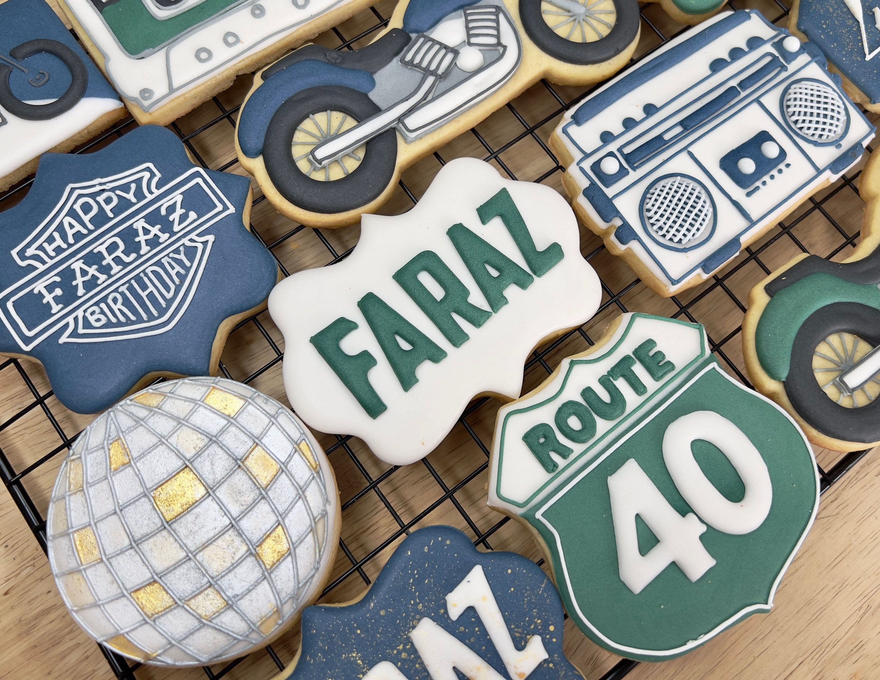 Men Birthday Party, Motorcycle Decorated Cookies, Retro Birthday ...