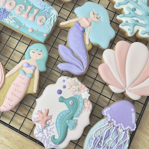 Mermaid Royal Icing Cookies, Under the Sea Cookies, Birthday Cookie ...
