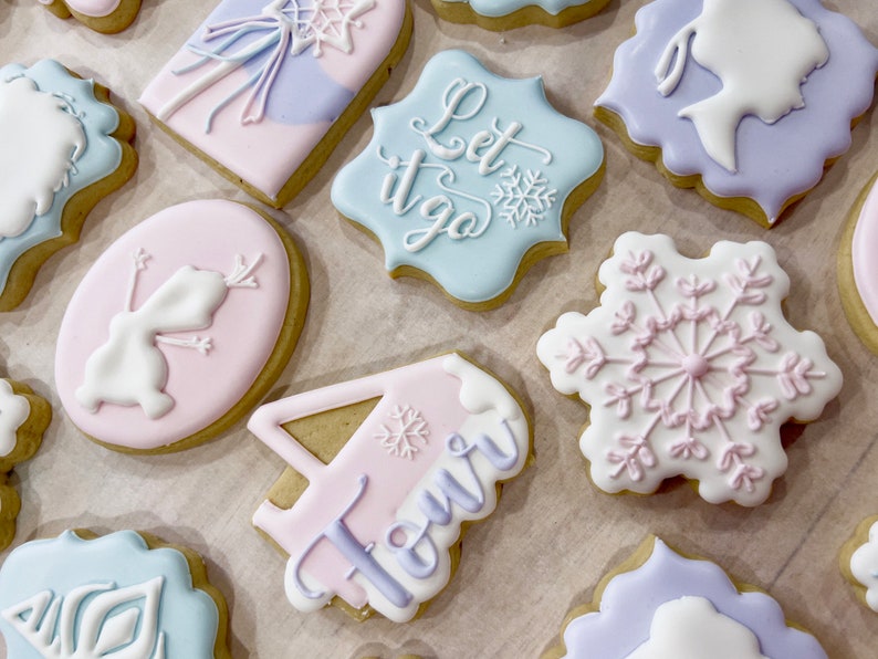 Frozen Themed Royal Icing Cookies, Disney-frozen Themed Party Ideas. - Etsy