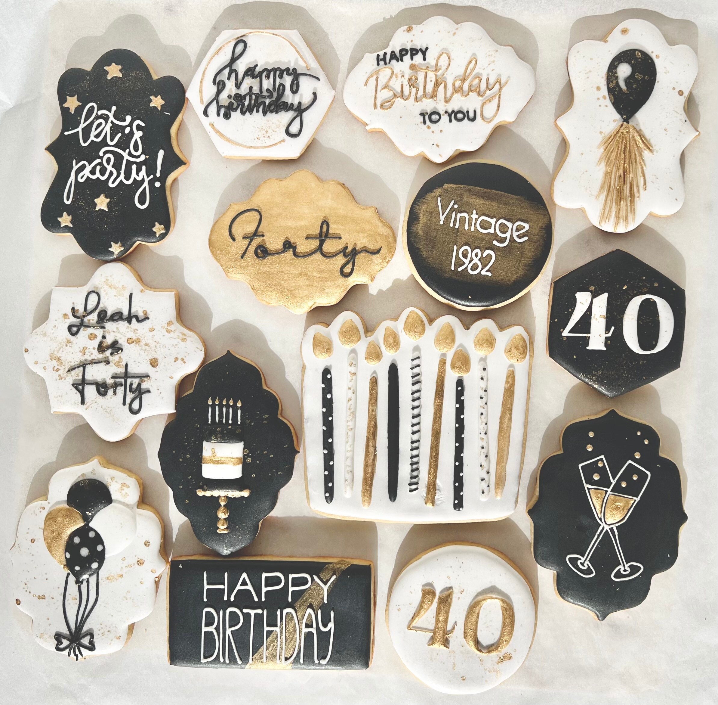 Men Birthday Party Cookies, Black and Gold Royal Icing Decorated ...