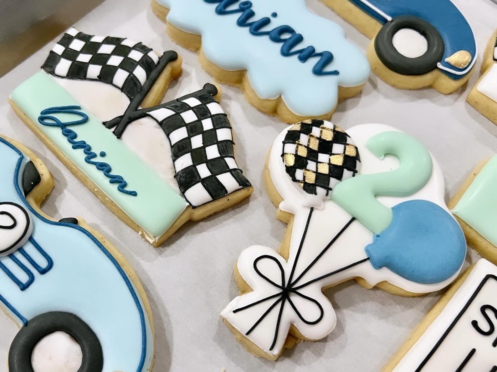 Two Fast Birthday Royal Icing Cookies, Car Racing Party, Car Birthday ...
