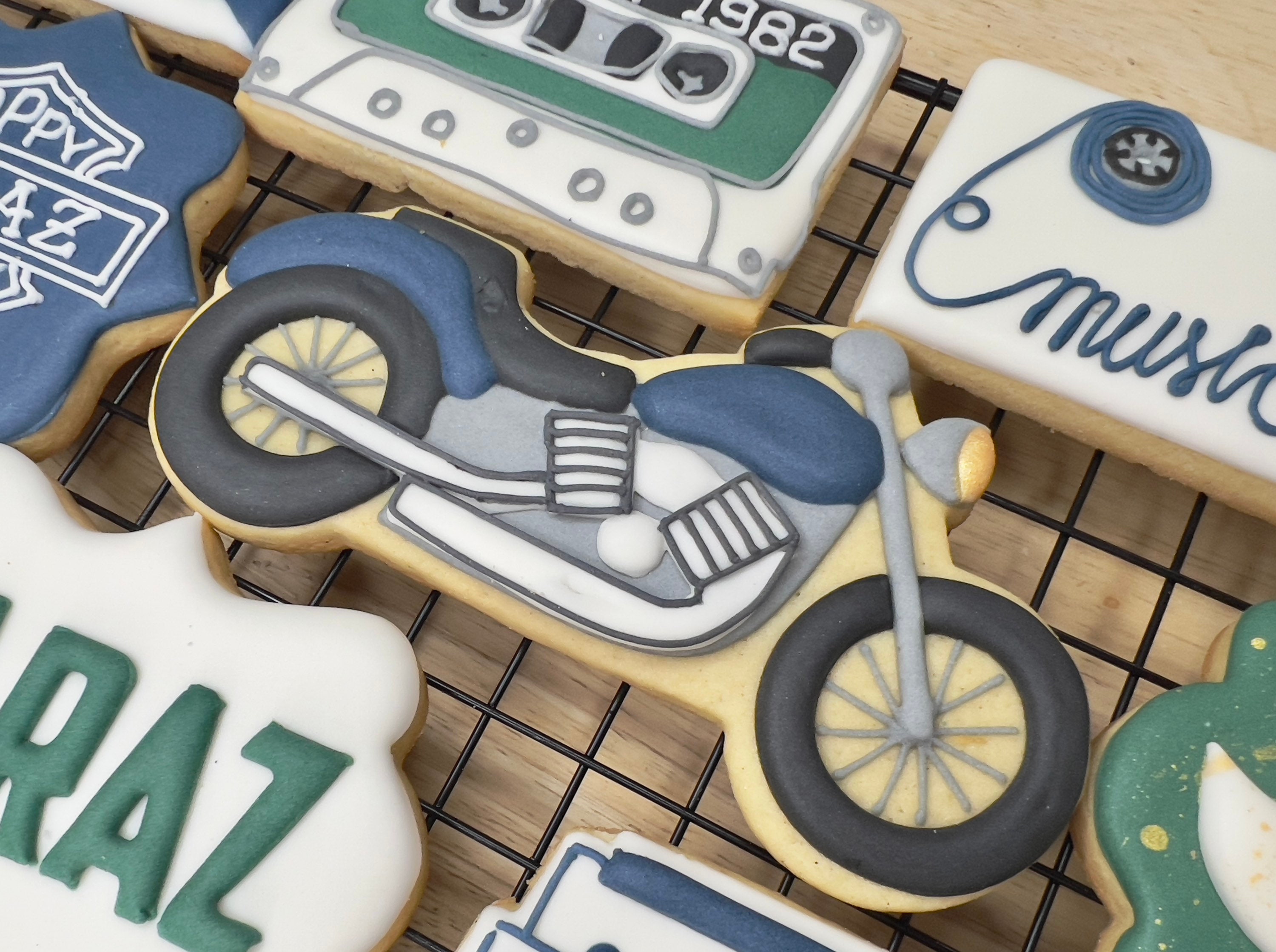 Men Birthday Party, Motorcycle Decorated Cookies, Retro Birthday ...