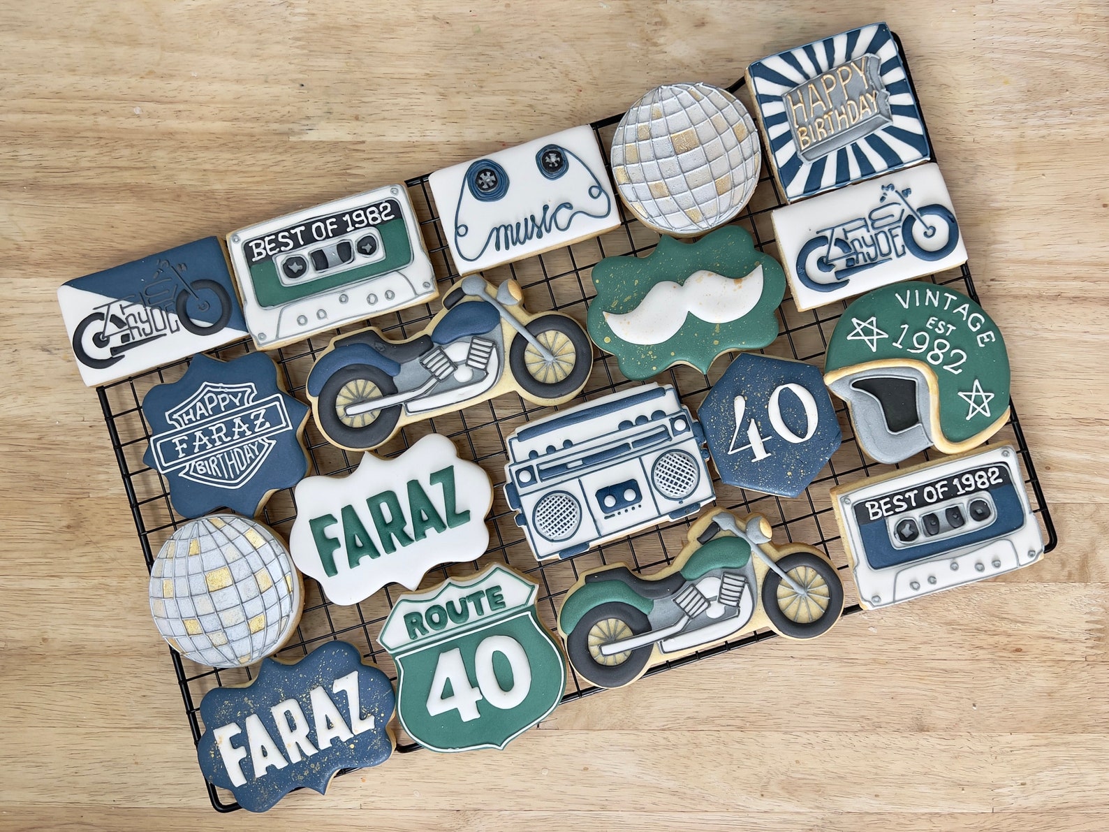 Men Birthday Party, Motorcycle Decorated Cookies, Retro Birthday ...