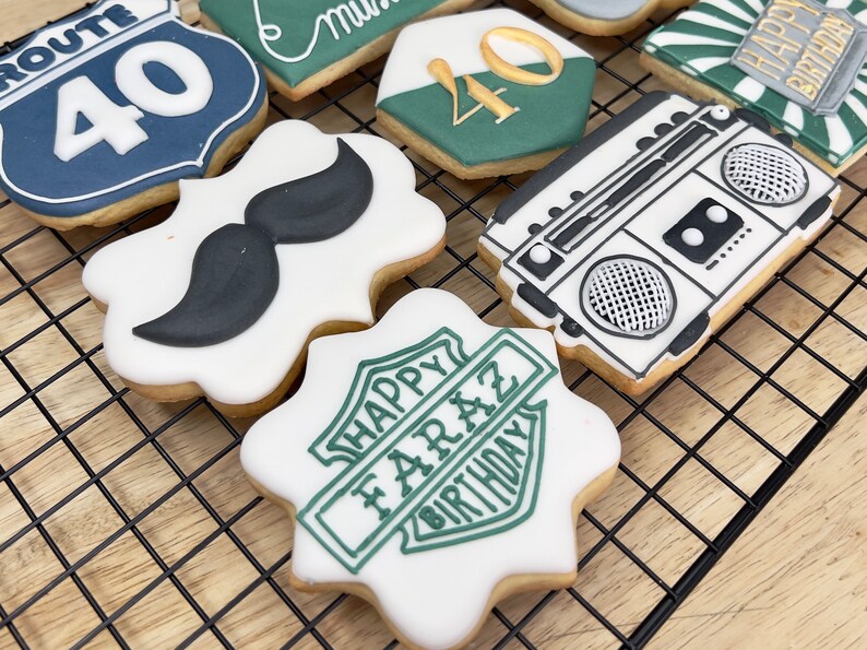 Men Birthday Party, Motorcycle Decorated Cookies, Retro Birthday ...