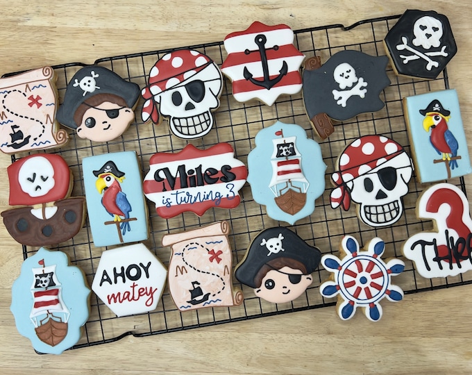 Pirate Birthday Royal Icing Cookies, Pirate Party Favor, Pirate Cove ...