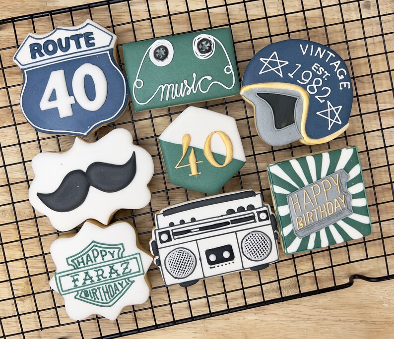 Men Birthday Party, Motorcycle Decorated Cookies, Retro Birthday ...