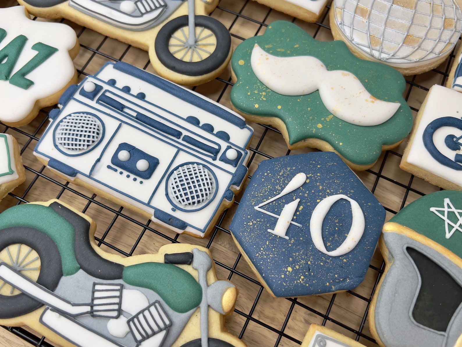 Men Birthday Party, Motorcycle Decorated Cookies, Retro Birthday ...