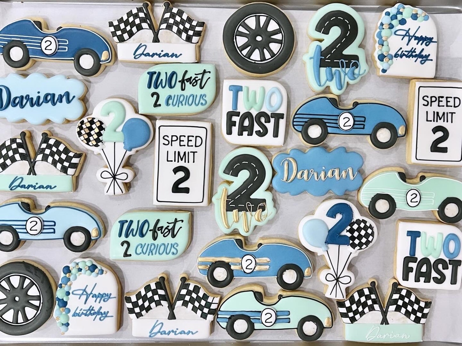 Two Fast Birthday Royal Icing Cookies, Car Racing Party, Car Birthday ...