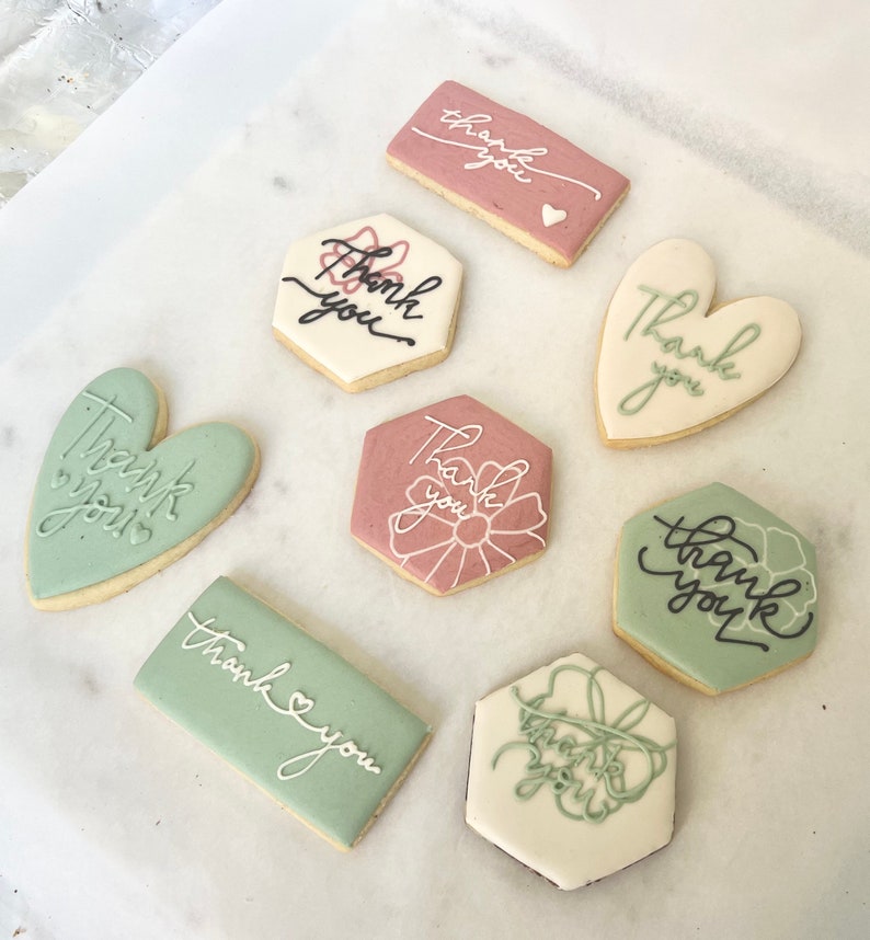 Thank You Decorated Cookies, Wedding Gift, Birthday Goodie Bag, Dusty ...