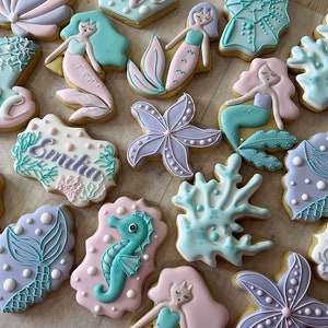Mermaid Royal Icing Cookies, Under the Sea Cookies, Birthday Cookie ...