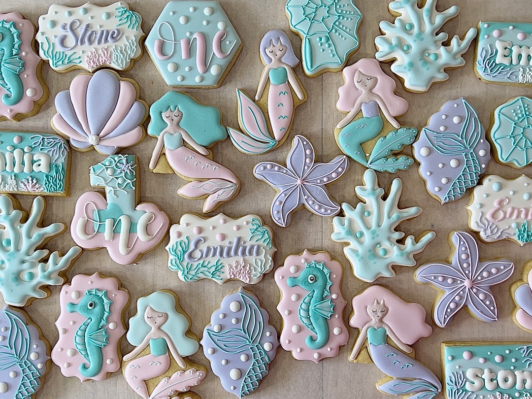 Mermaid Royal Icing Cookies, Under the Sea Cookies, Birthday Cookie ...