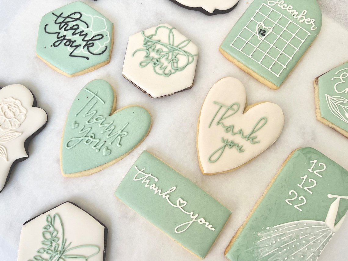 Bridal Shower Cookies Sage Green Wedding Cookies Brides - Etsy