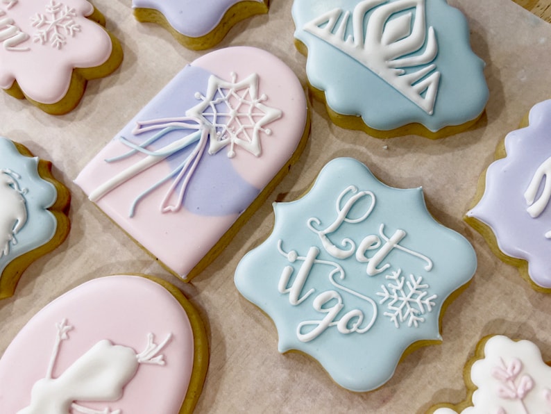 Frozen Themed Royal Icing Cookies, Disney-frozen Themed Party Ideas. - Etsy